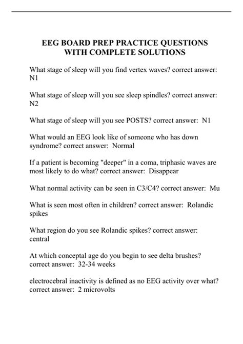 EEG BOARD PREP PRACTICE QUESTIONS WITH COMPLETE SOLUTIONS EEG Stuvia US