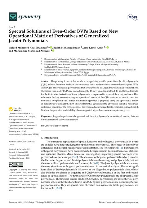 Pdf Spectral Solutions Of Even Order Bvps Based On New Operational Matrix Of Derivatives Of