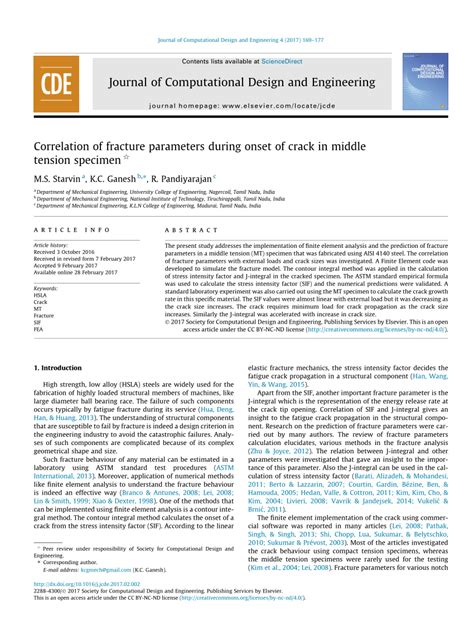 Pdf Correlation Of Fracture Parameters During Onset Of Crack In