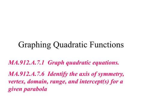 Graphs Of Quadratic Function Grade 9 Pptx