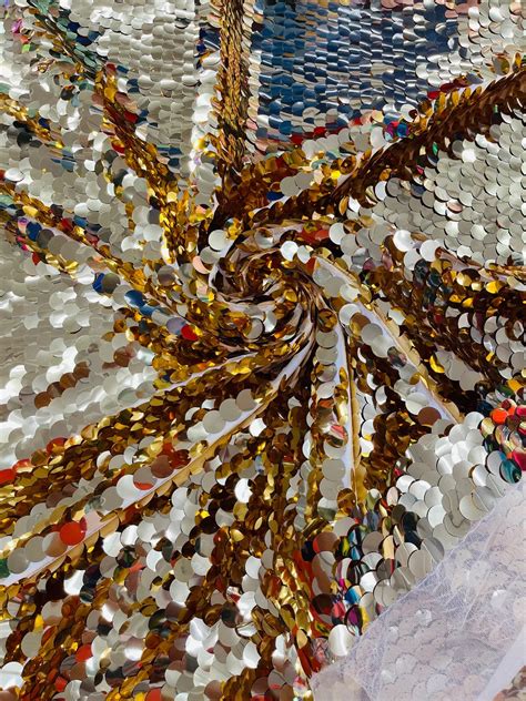 Round Large Sequins Gold Paillette Large Round Sequins Design Fabr