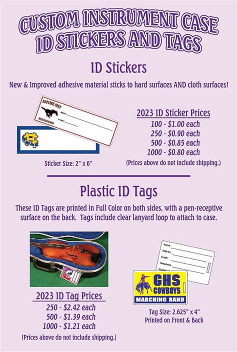 Instrument Case Sticker And Tags Premier Music Teaching Aids