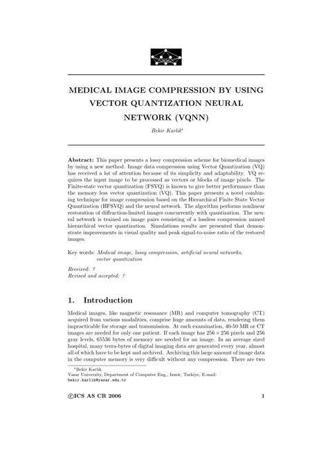 Pdf Medical Image Compression By Using Vector Quantization Neural Network Vqnn