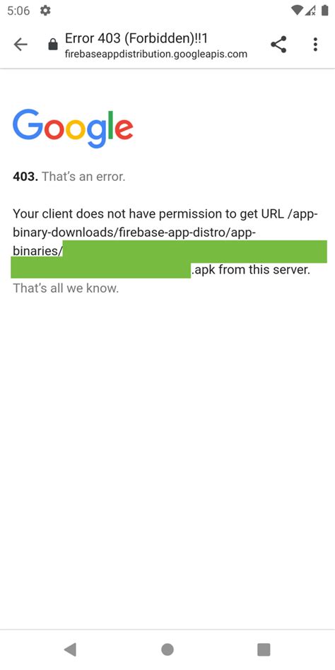 Android Error 403 While Trying To Download The App Via App