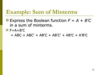 Logic Design Chapter Boolean Algebra PPT