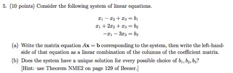 solved 5 10 points consider the following system of