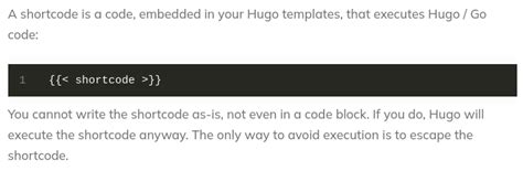 How To Escape Hugo Shortcodes