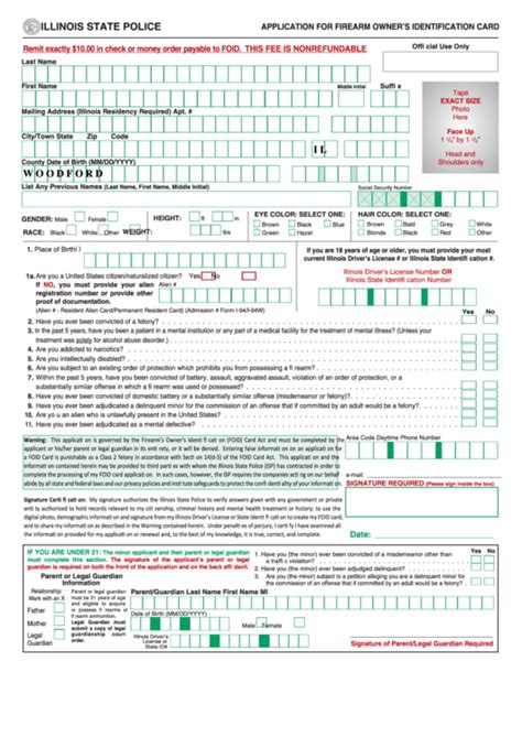 Foid Card Application Printable Printable Application