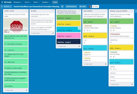 Free Trello Homeschool Curriculum Planning Board — Teacher Tutor Mom
