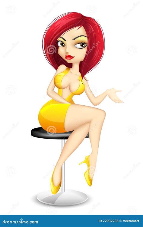 Lady Sitting In Stool Cartoon Vector 22932235