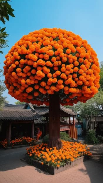Premium AI Image A Tree With Orange Flowers On It