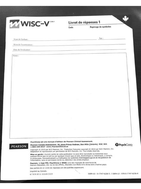 Wisc V Codes Et Symboles Pdf