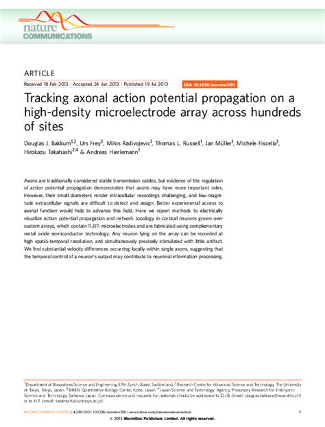 Pdf Tracking Axonal Action Potential Propagation On A High Density