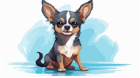 귀여운 치후아와 2d 평면 만화 터 일러스트레이션 프리미엄 Ai 생성 벡터