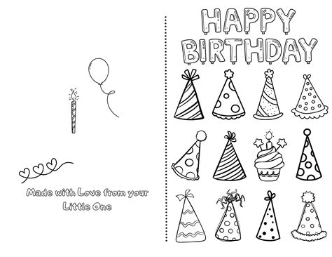 Printable Foldable Happy Birthday Coloring Card Happy Birthday Cards To