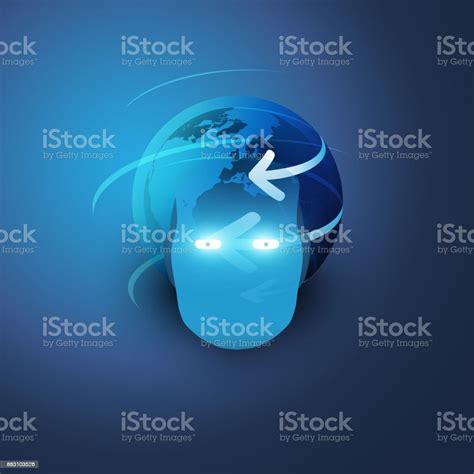 기계 학습 인공 지능 및 로봇 머리와 지구 지구 네트워크 디자인 컨셉 Speech Recognition에 대한 스톡 벡터 아트 및 기타 이미지 Speech