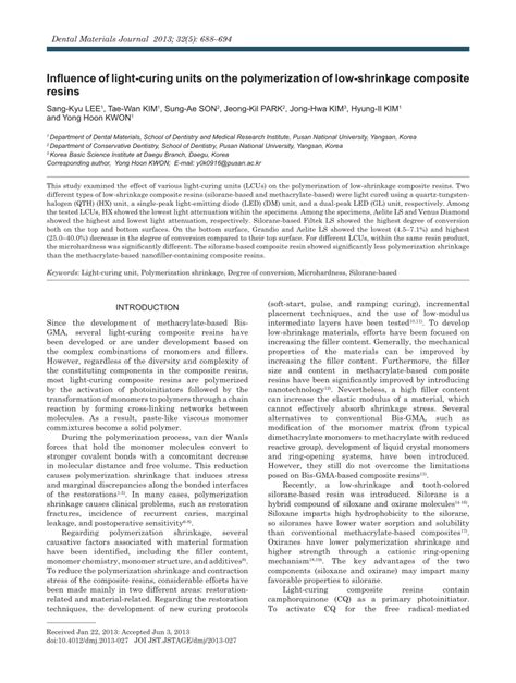Pdf Influence Of Light Curing Units On The Polymerization Of Low Shrinkage Composite Resins