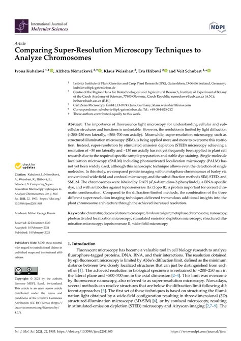 Comparing Super Resolution Microscopy Techniques To Analyze Chromosomes