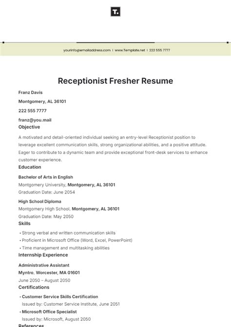 Free Btech Fresher Resume Template To Edit Online