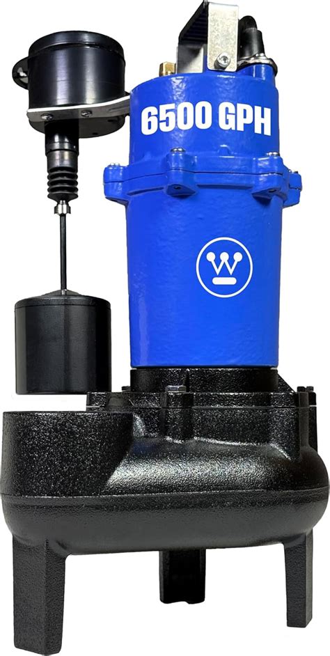 Westinghouse 12 Hp Sewage Pump With Vertical Float Switch Cast Iron 6500 Gph Max Flow