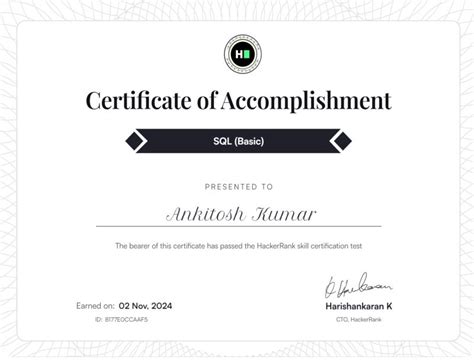 ankitosh kumar on linkedin sql hackerrank dataskills lifelonglearning
