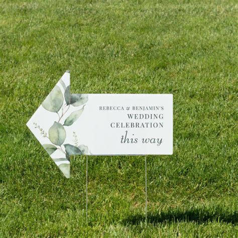 Eucalyptus Greenery Botanical Script Wedding Arrow Sign Zazzle