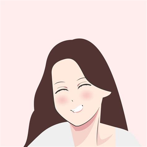 그림 귀여운 미소를 가진 소녀 프리미엄 벡터