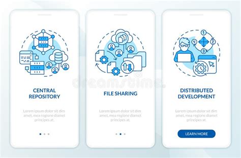 Version Control Advantages Blue Onboarding Mobile App Screen Stock