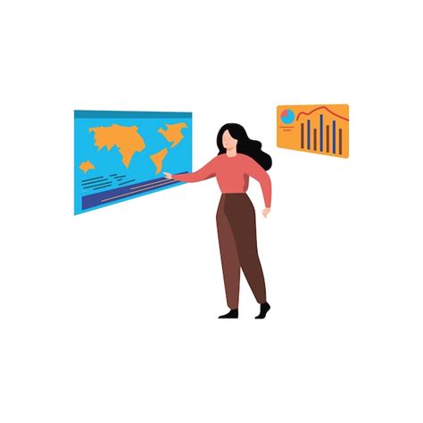 premium vector the girl is looking at the map graph