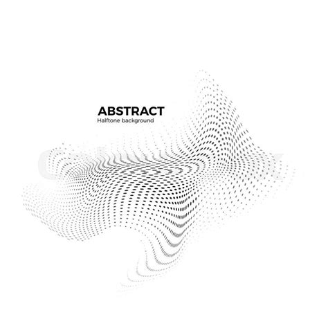 Abstract Halftone Background With Dynamic Waves Warp Dots Surface Twisted Line And Particles