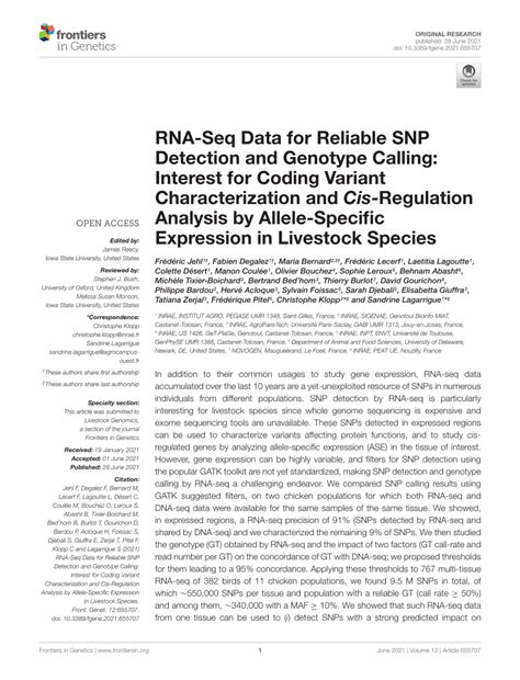 pdf rna seq data for reliable snp detection and genotype calling