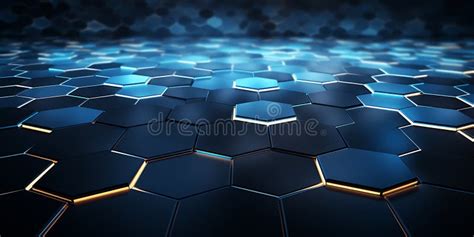 Abstract Technology Background With Hexagons 3d Rendering Toned Image Stock Illustration