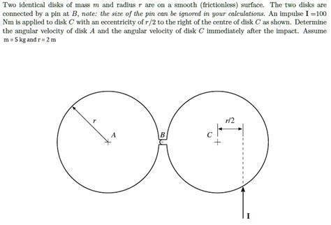 two identical disks of mass m and radius r are on a smooth
