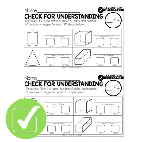 Lucky To Learn Math 1st Grade Geometry Lesson 510 Identify 3d Shapes Check For