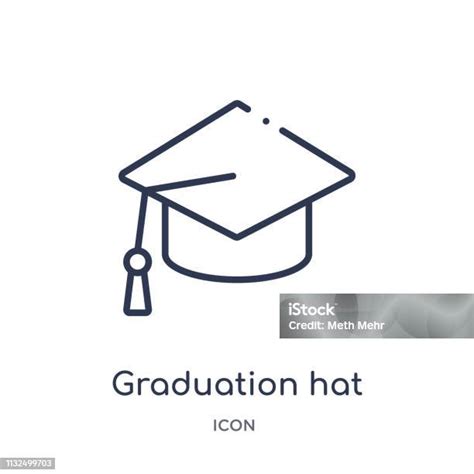 교육 개요 컬렉션에서 선형 졸업 모자 아이콘입니다 얇은 라인 졸업 모자 벡터 흰색 배경에 고립입니다 졸업 모자 유행 삽화 교육에