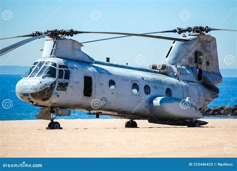 Boeing Vertol CH Sea Knight Of The United States Marine Corps Landed On The Beach At Coney