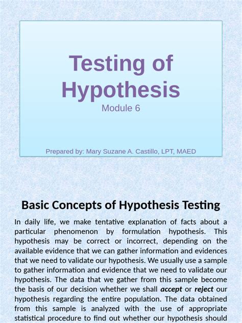 Module 6 Testing Of Hypothesis Pdf Type I And Type Ii Errors Statistical Significance