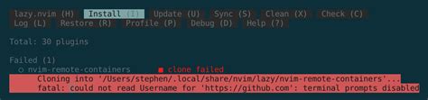 unable to clone nvim remote containers r neovim