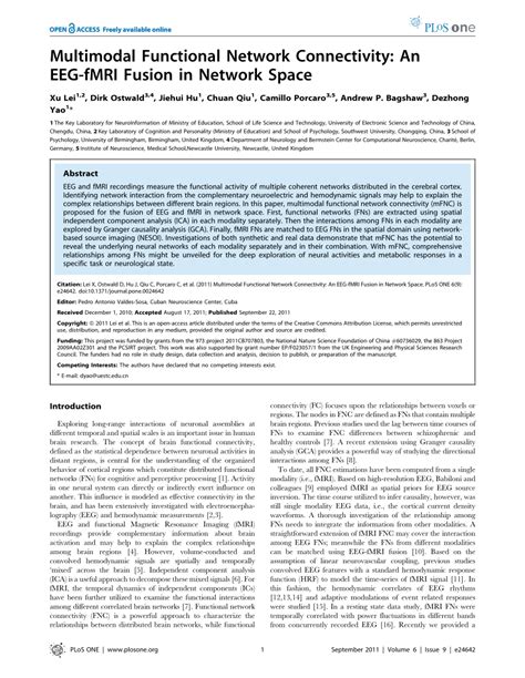 Pdf Multimodal Functional Network Connectivity An Eeg Fmri Fusion In