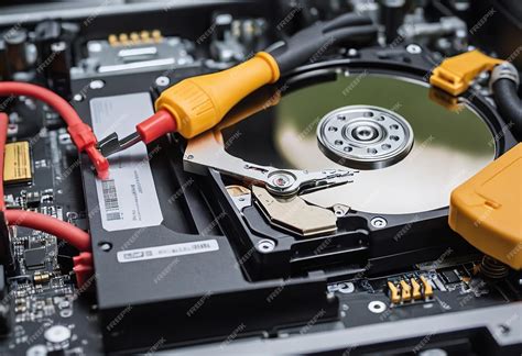 Premium Photo The Abstract Image Of Inside Of Hard Disk Drive On The Technicians Desk And A