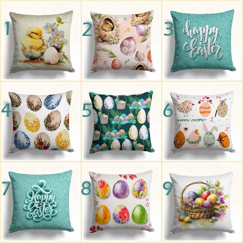 Easter Pillow Cover Easter Egg Pillowcase Happy Easter Cushion Cover