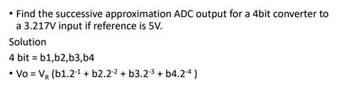 Solved Find The Successive Approximation ADC Output For A Chegg
