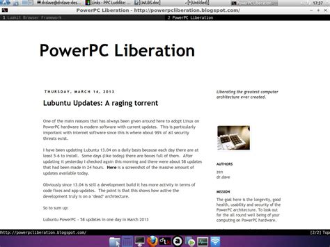 powerpc liberation uber lightweight linux browser smackdown