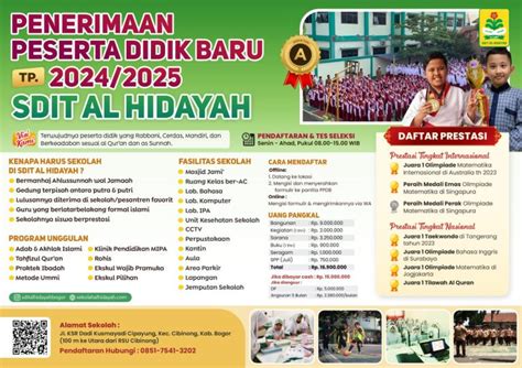 Ppdb Sdit Al Hidayah Tp 24 25 Sekolah Al Hidayah