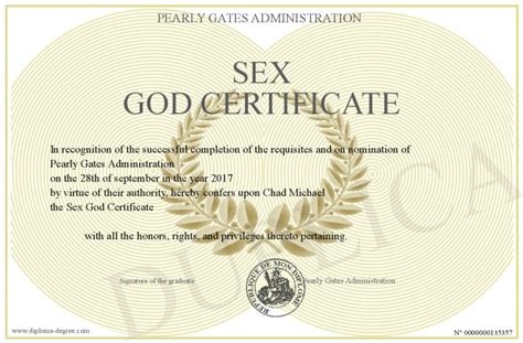 Sex God Certificate