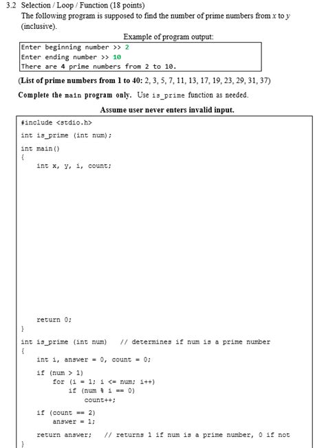 Solved 32 Selection Loopfunction 18 Points The