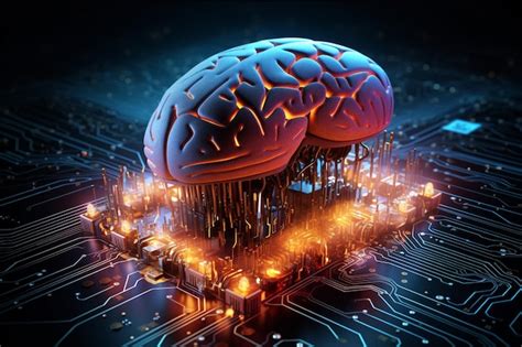 premium ai image brain merging computer