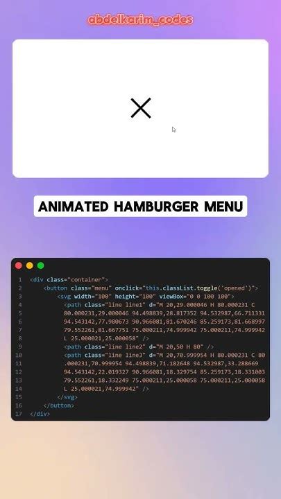 Animated Hamburger Menu 🔥htmlcss Tutorials Webdesign Youtube