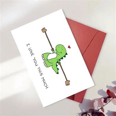 1бр Забавна Картичка С Динозавър И Плик Тиранозавър Рекс Temu Bulgaria