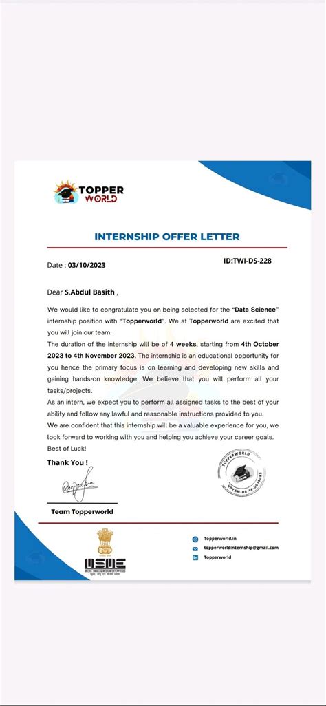 abdul basith s on linkedin topperworldinternship